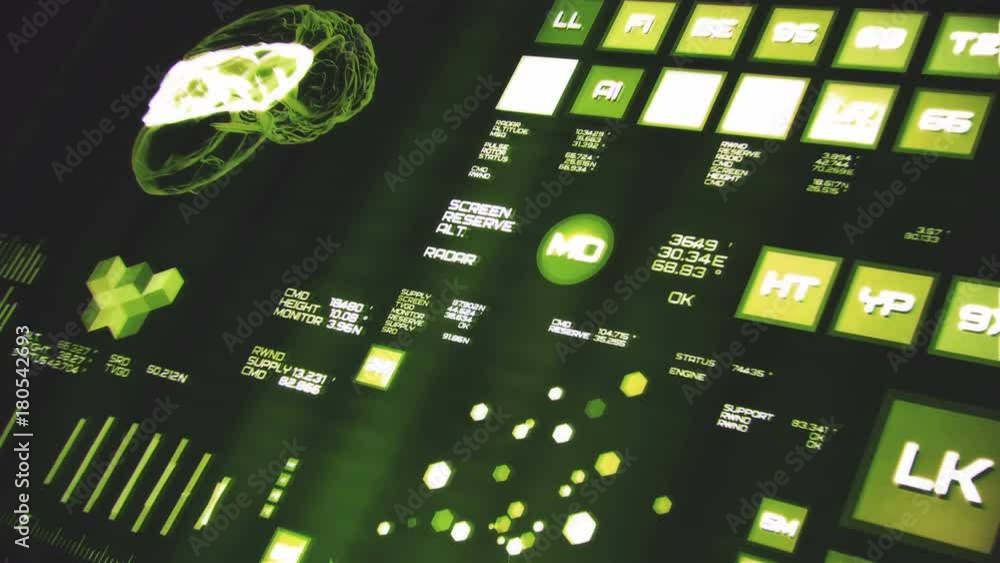 Perspective view of deep green futuristic interface/Digital screen ...