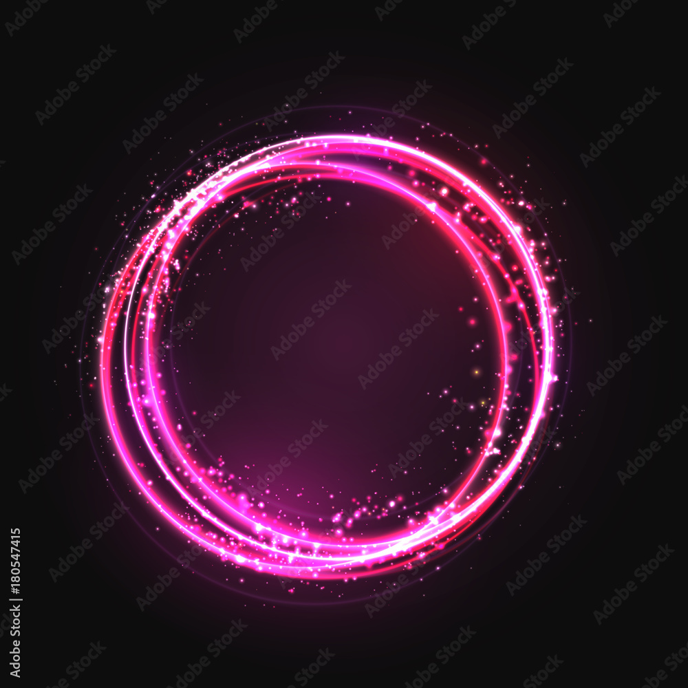 Pink gold Circle light effect with round glowing elements, particles ...