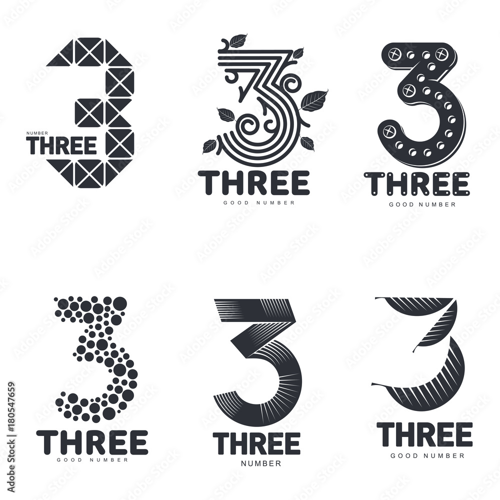 numeric logo three vector de Stock | Adobe Stock