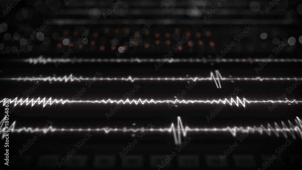 Digital audio waves on screen. Computer generated seamless loop ...