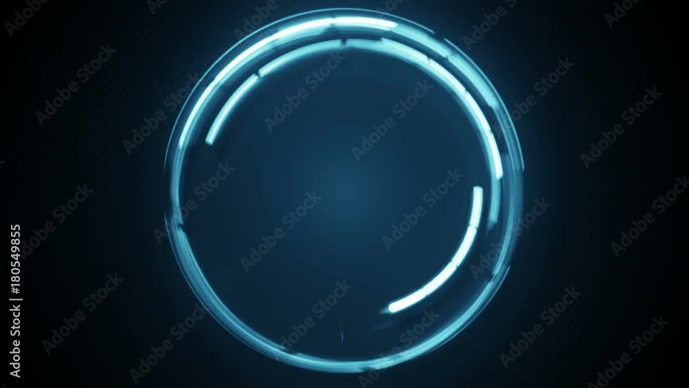 Fast spinning blue light streaks. Abstract motion technology background ...