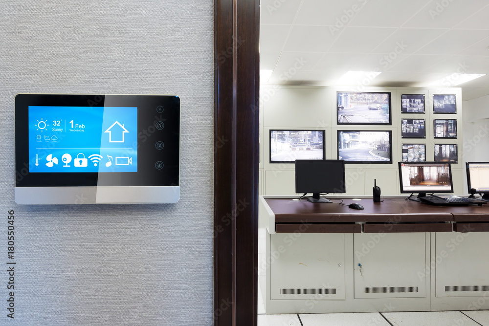 smart screen with smart home with control center of factory Stock Photo ...