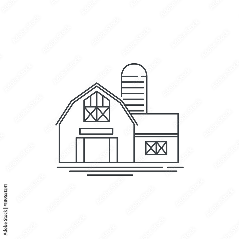 Farmhouse barn line icon. Outline illustration of horse barn vector ...