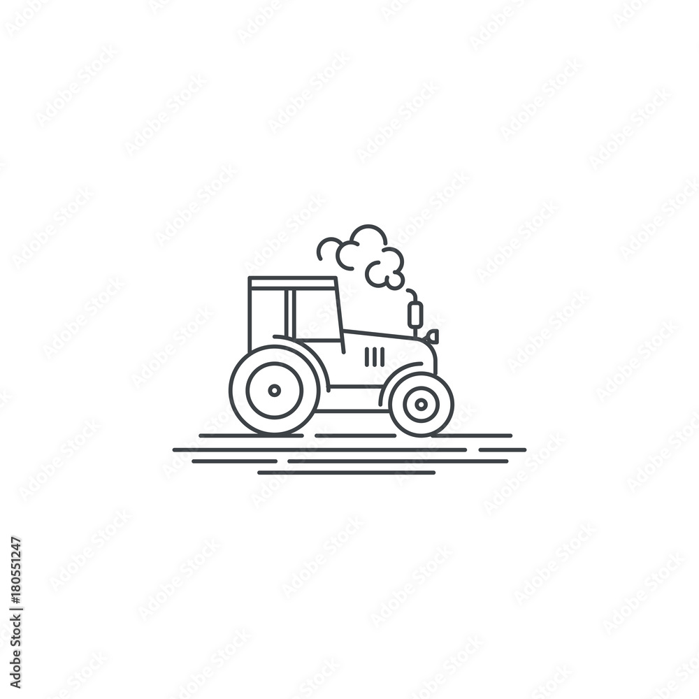 Farm tractor line icon. Outline illustration of agrimotor vector linear ...
