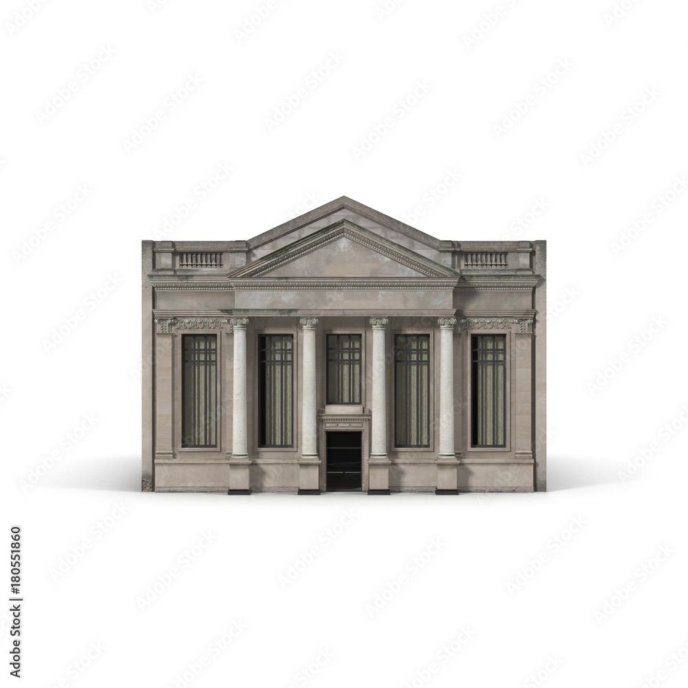 Classic Building with Columns on a white. Front view. 3D illustration ...
