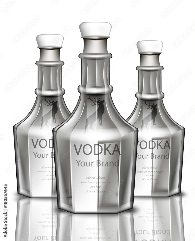 Vodka realistic bottle Vector. Product packaging brand design. Place ...