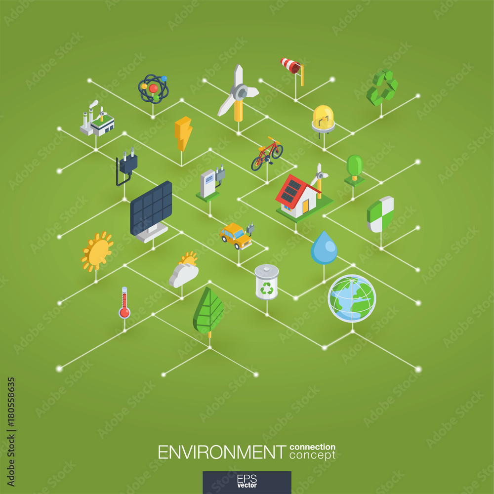 Environmental integrated 3d web icons. Digital network isometric ...