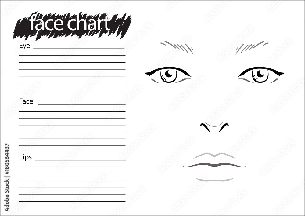 Face chart Makeup Artist Blank. Template. Stock Illustration | Adobe Stock