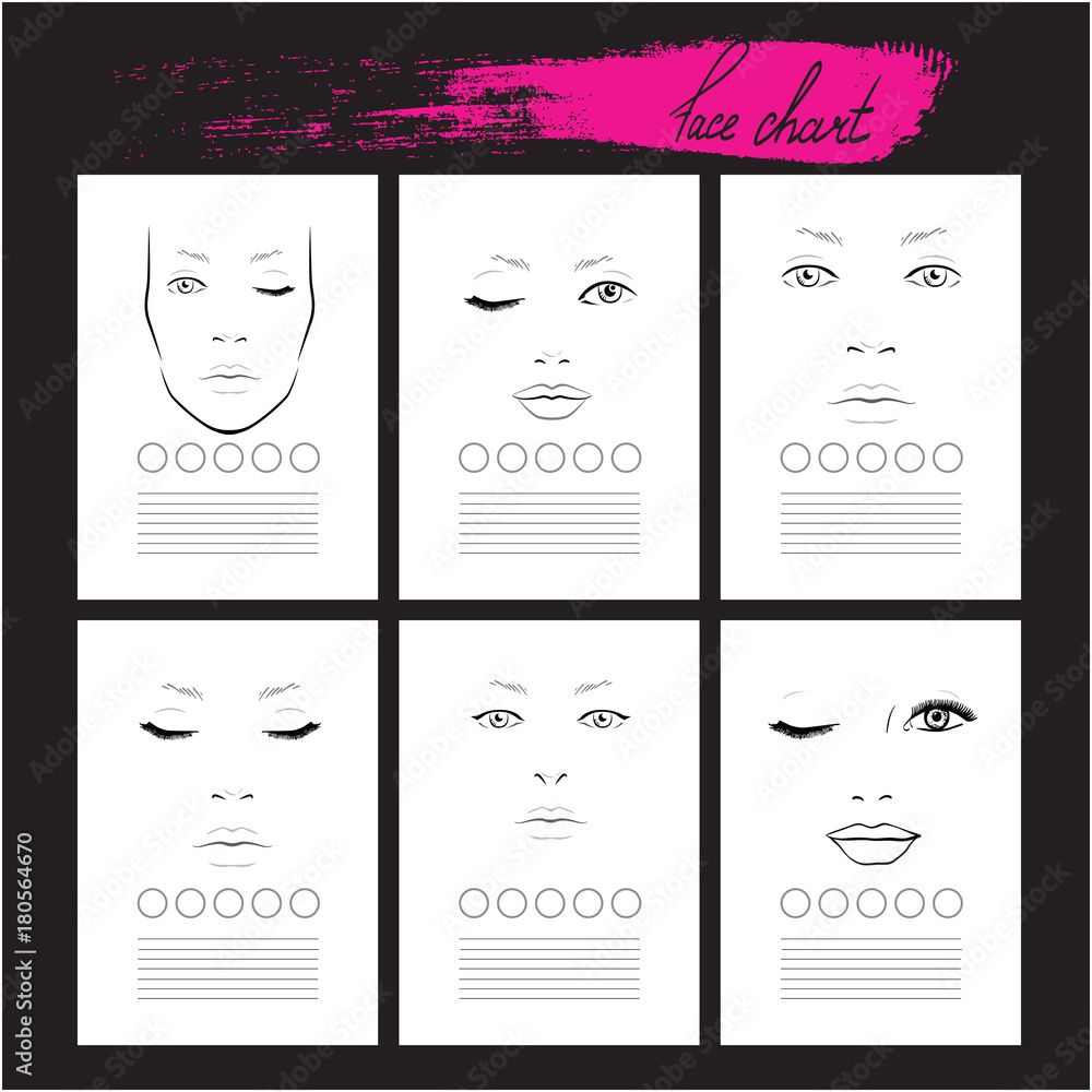 Set Face chart Makeup Artist Blank. Template. Stock Illustration ...