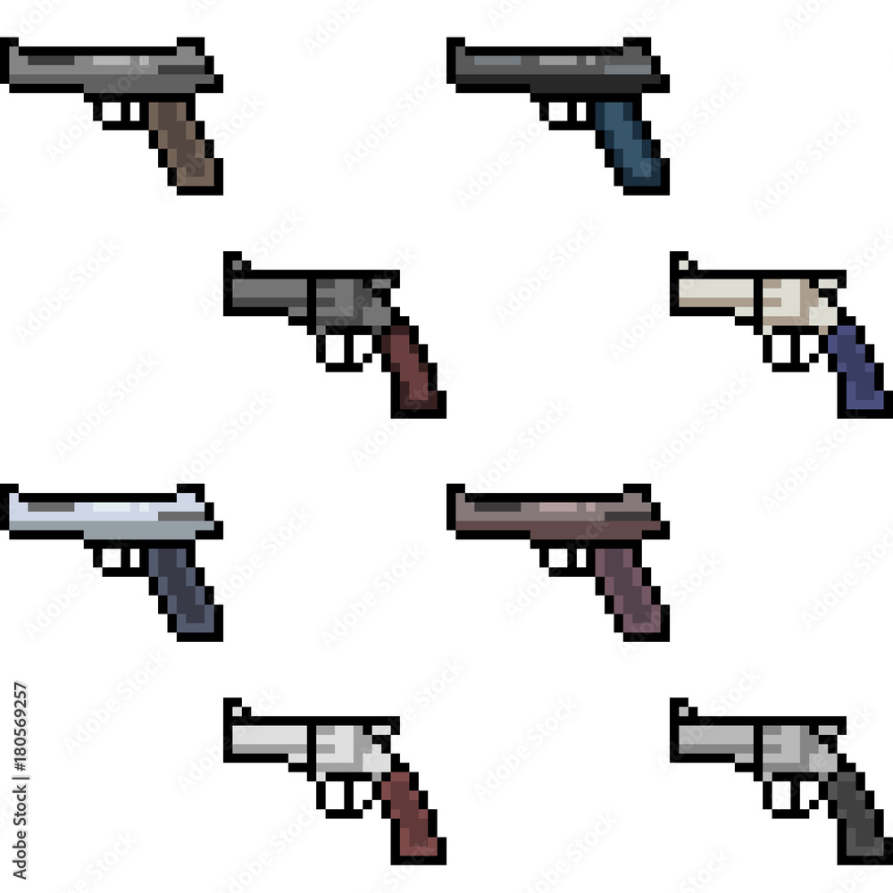 vector pixel art gun Stock Vector | Adobe Stock