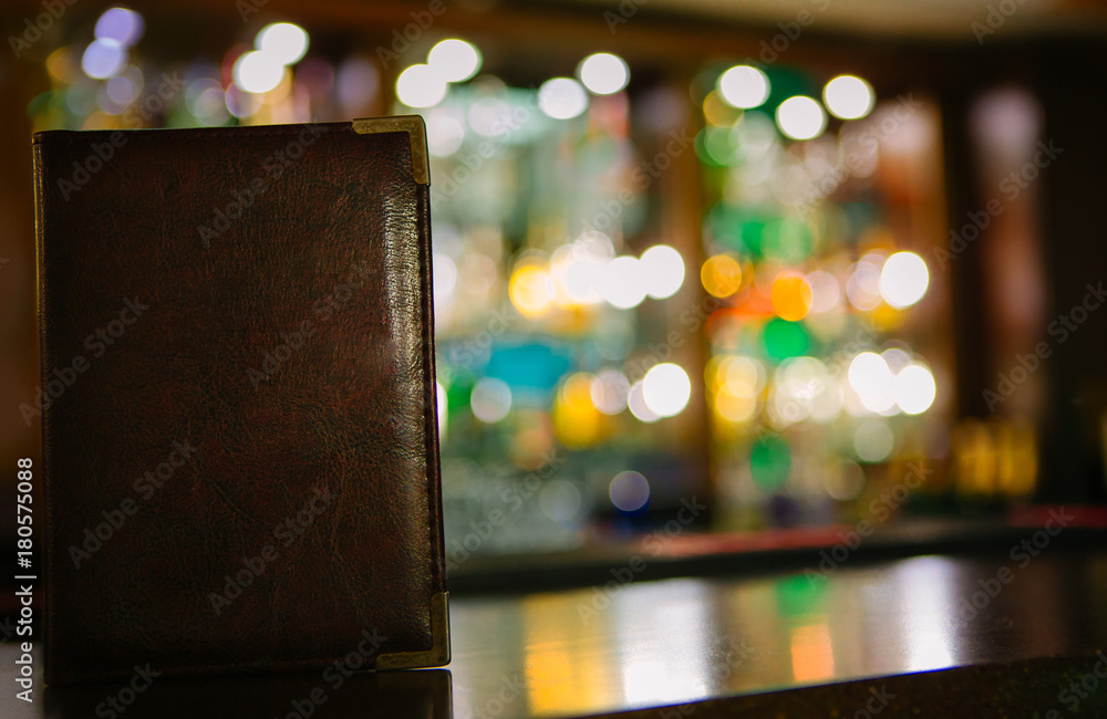 Mock up Menu frame on the blurred background of the bar Stock Photo ...