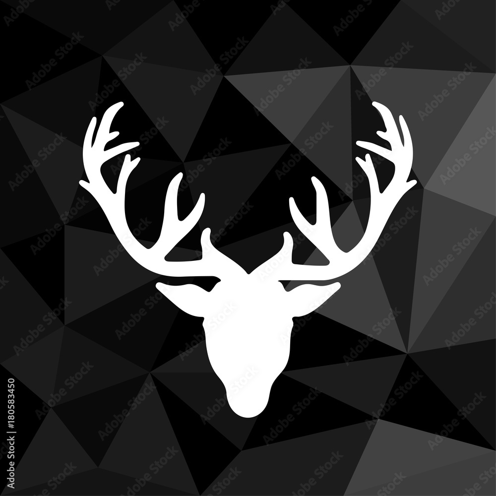 Hirschgeweih - Icon mit geometrischem Hintergrund schwarz vector de ...