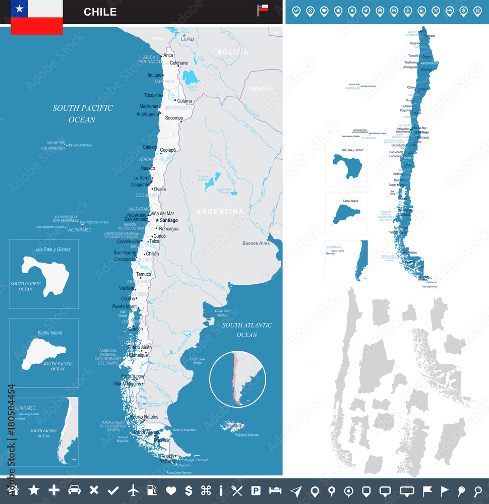Chile - infographic map - Detailed Vector Illustration Stock Vector ...