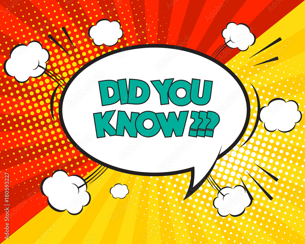 Did you know comic pop art speech bubble on red and yellow burst ...