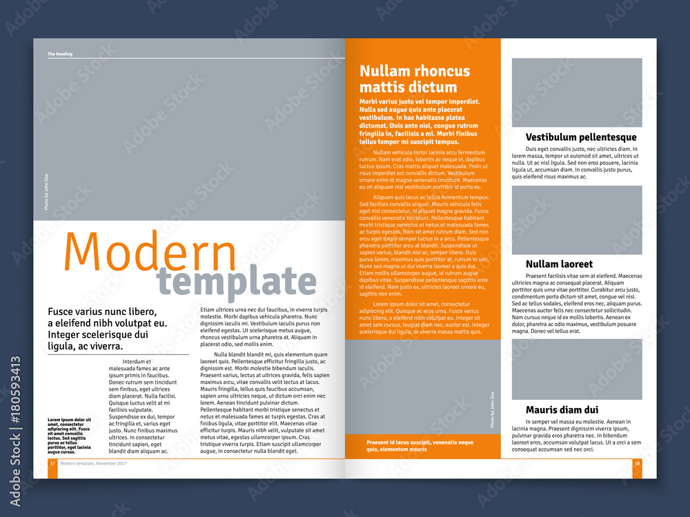 Modern magazine or newspaper vector layout with text modular ...