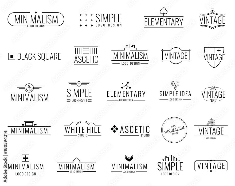 Vintage minimal vector logos with simple shapes. Modern luxury emblems ...