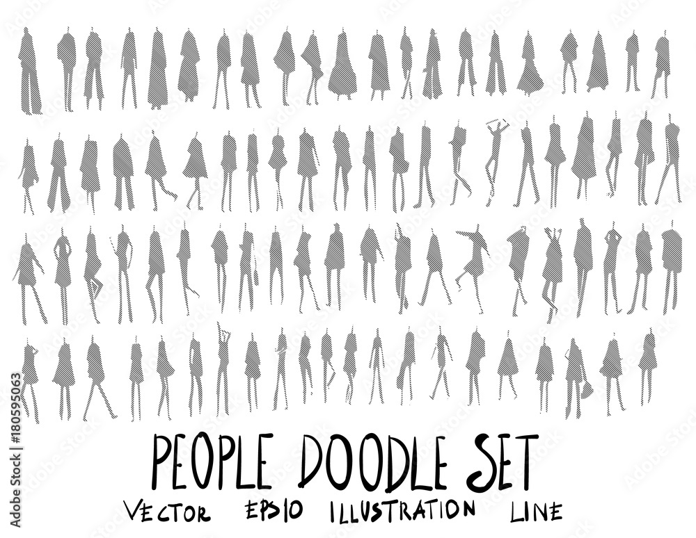 Set of people illustration Hand drawn doodle Sketch line vector eps10 ...