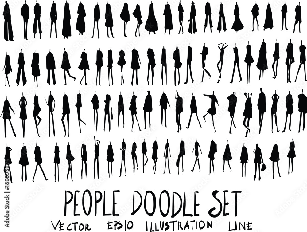 Set of people illustration Hand drawn doodle Sketch line vector eps10 ...