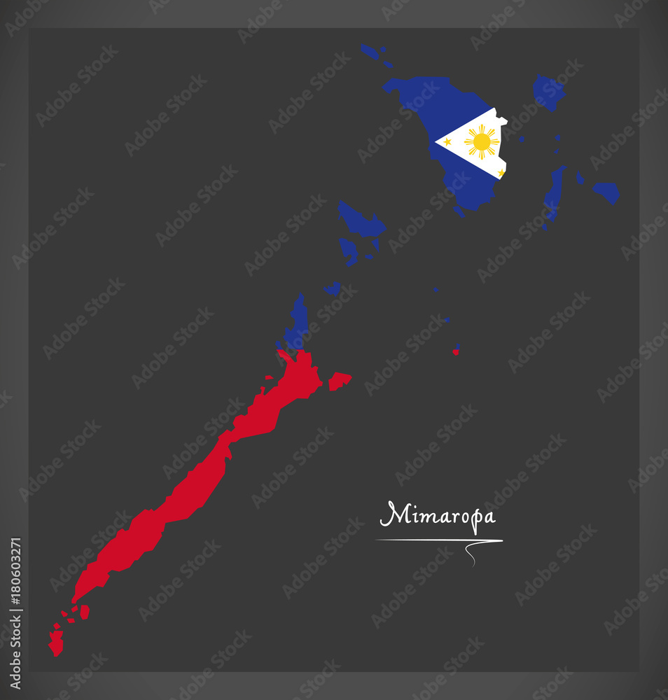 Mimaropa map of the Philippines with Philippine national flag ...