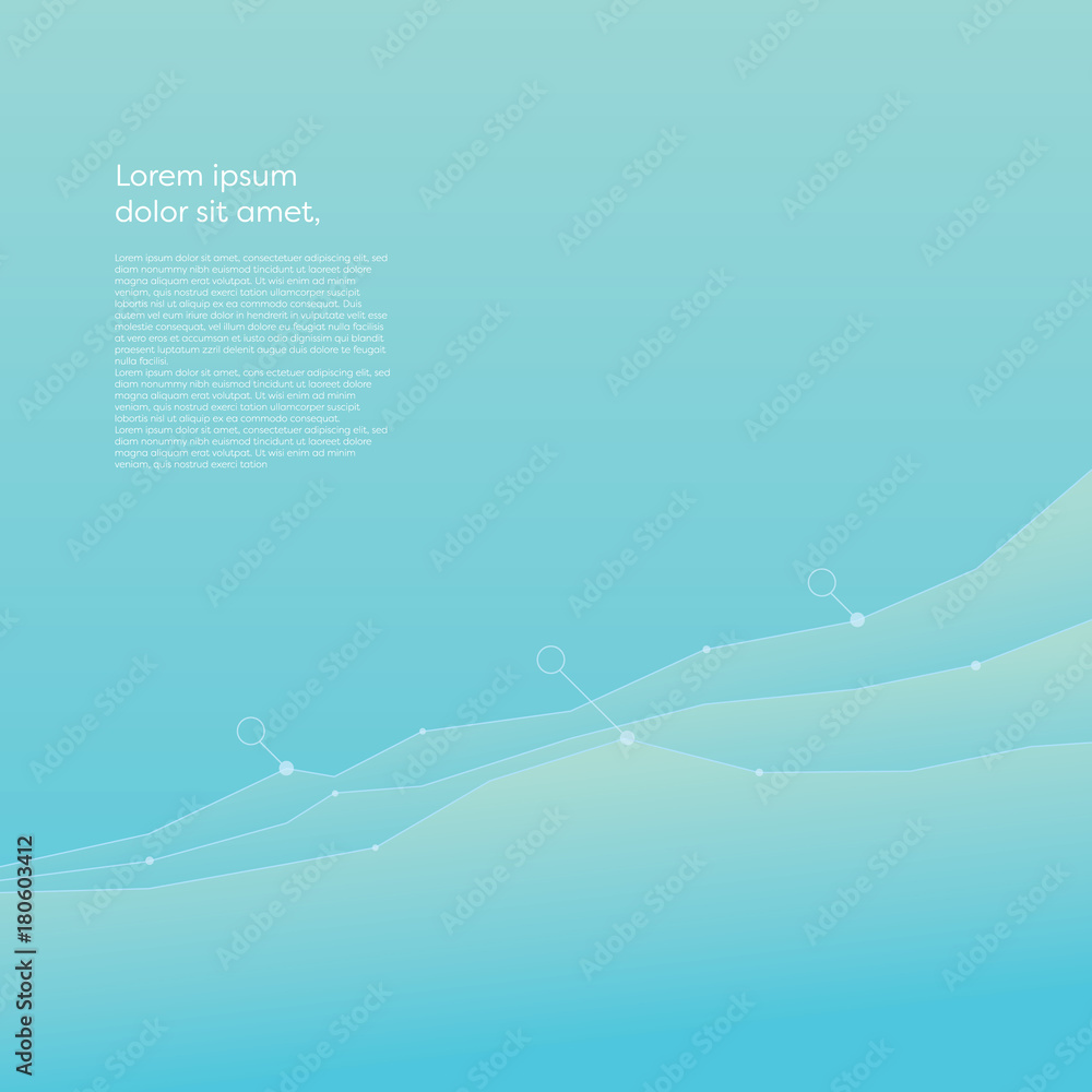 Modern line graph vector element with blue color gradients. Data ...