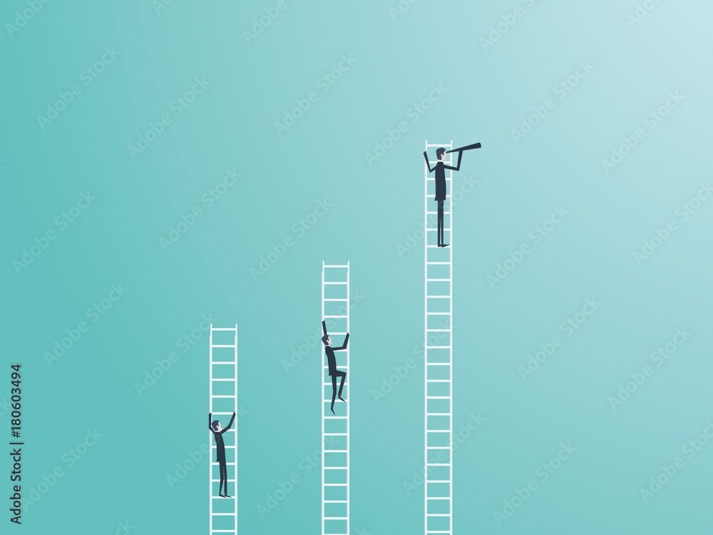 Business competition vector concept with three businessmen climbing on ...