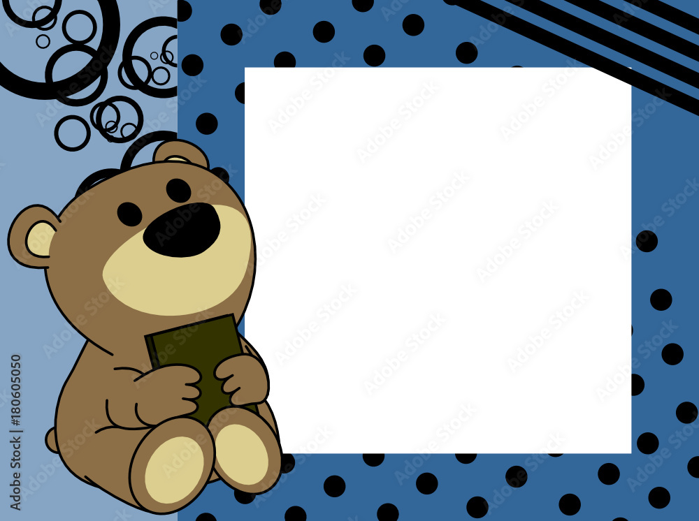 cute baby teddy bear book picture frame background in vector format ...
