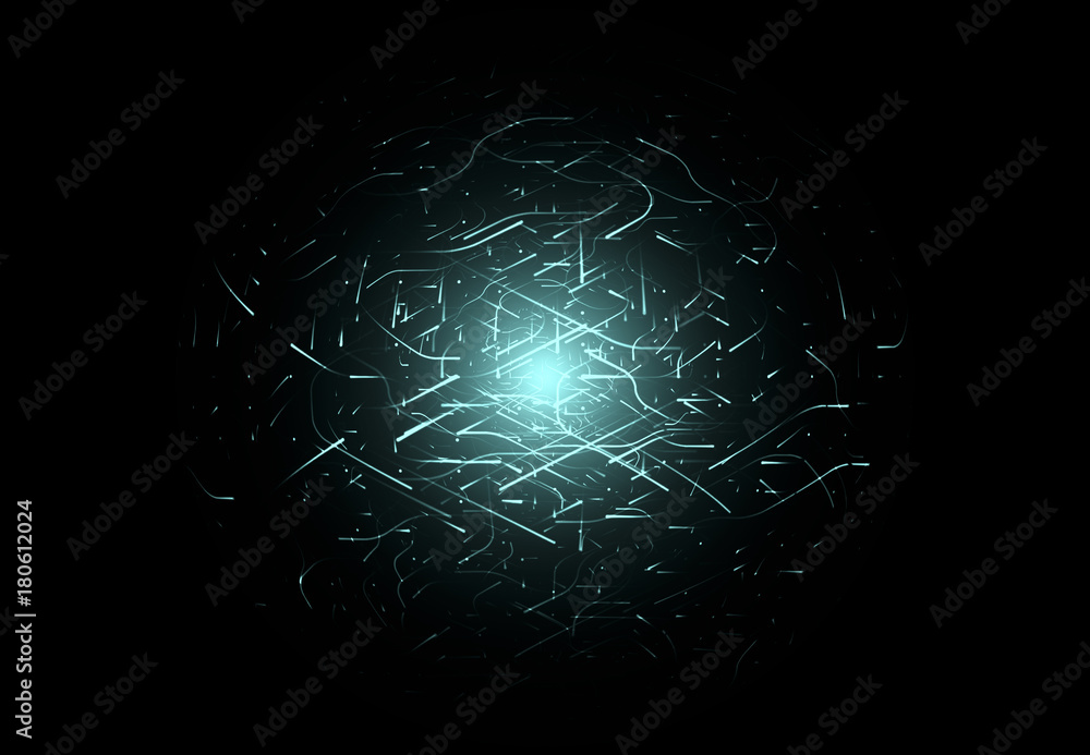 Glowing high energy particles flowing inside a sphere isolated over ...