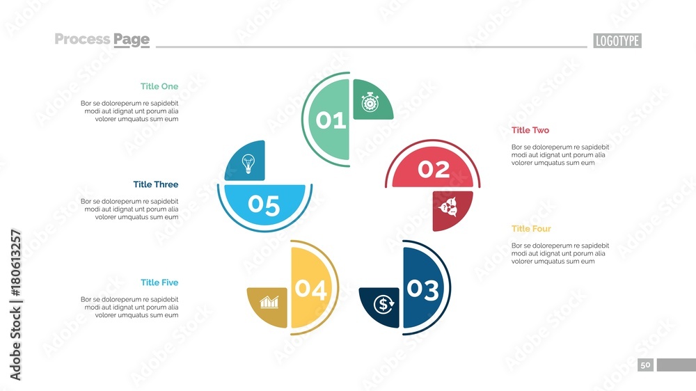 Cycle Chart with Five Elements Template Stock Vector | Adobe Stock