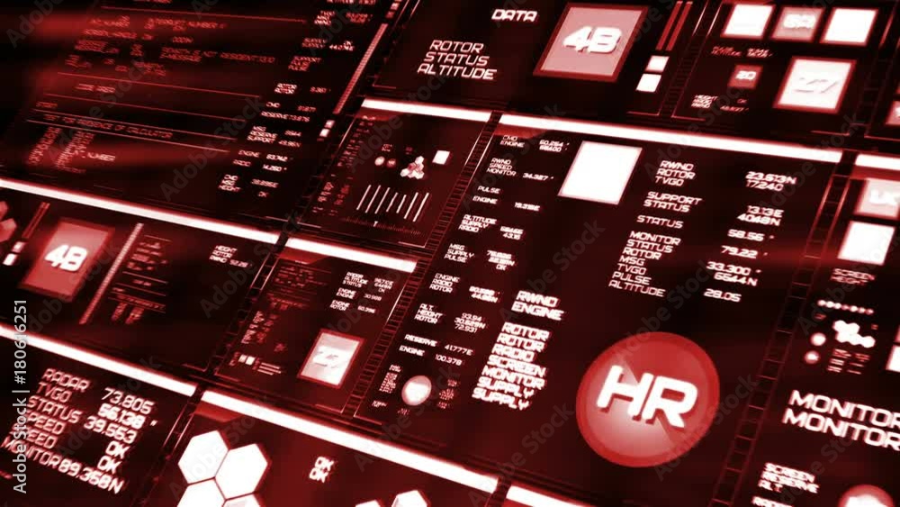 Perspective view of red futuristic interface/Digital screen/Detailed ...