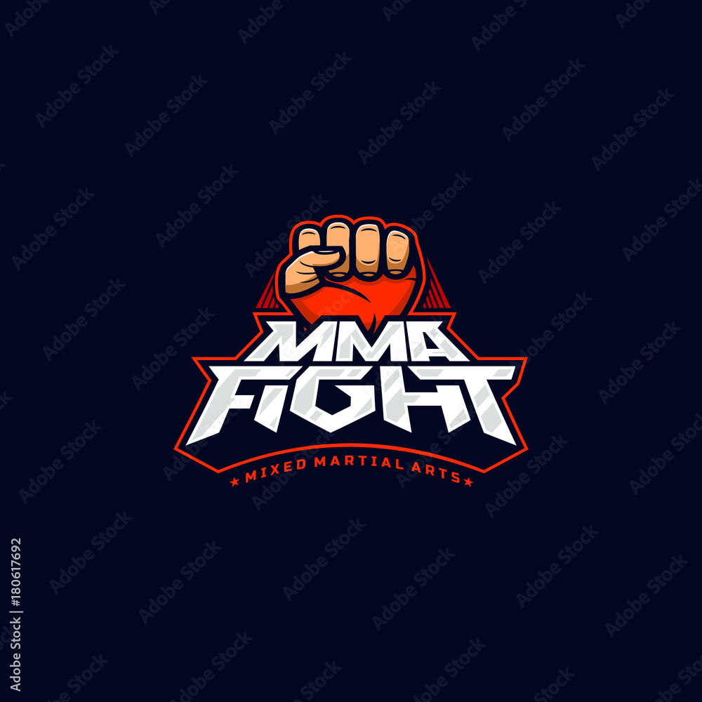 MMA fight logo. Mixed martial arts vector logotype. Mix fight logo ...
