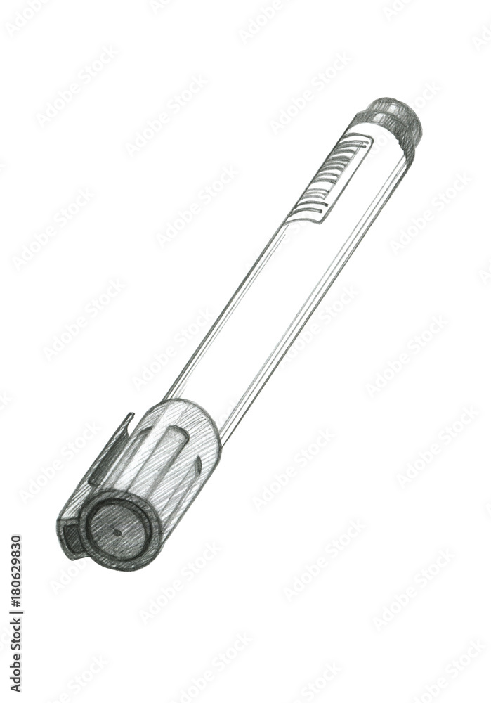 Permanent marker or whiteboard marker, linear drawing. Illustration ...