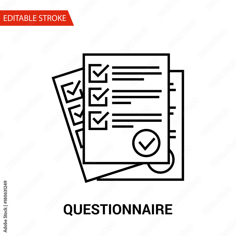 Questionnaire Icon. Thin Line Vector Illustration - Adjust stroke ...