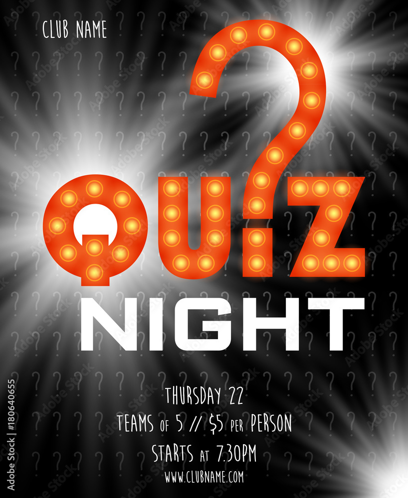 Quiz night announcement poster design web banner background vector ...