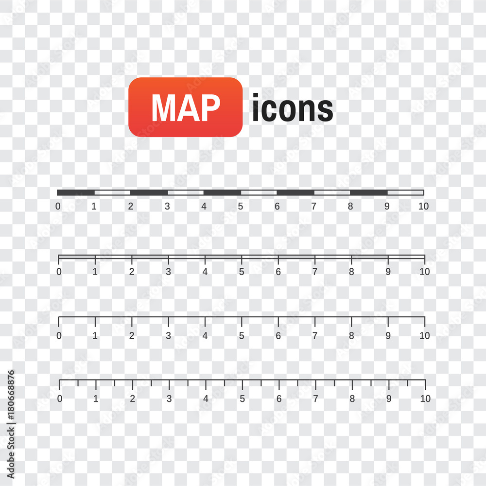 map vintage element. Map scales graphics for measuring distances Stock ...
