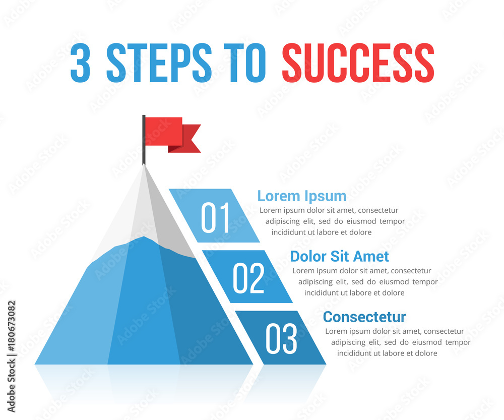 3 Steps to Success Stock Vector | Adobe Stock