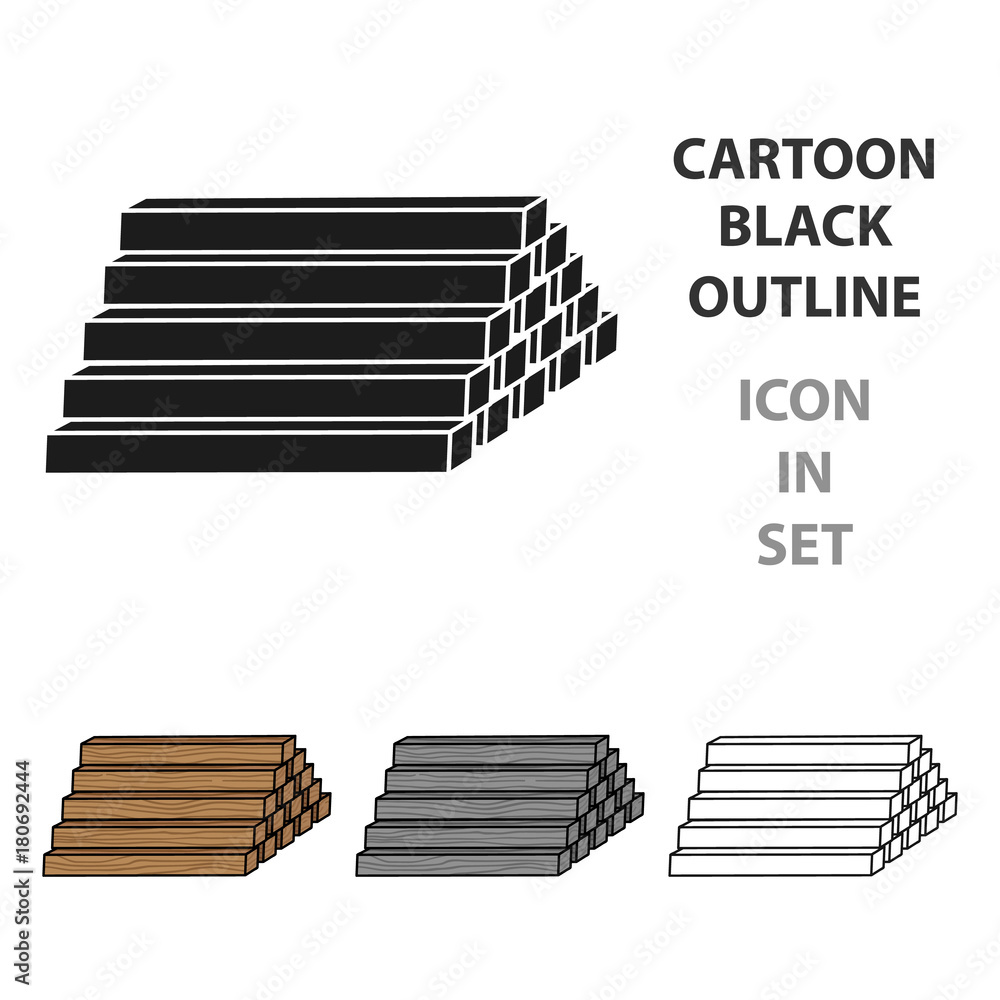 Stack of lumbers icon in cartoon style isolated on white background ...