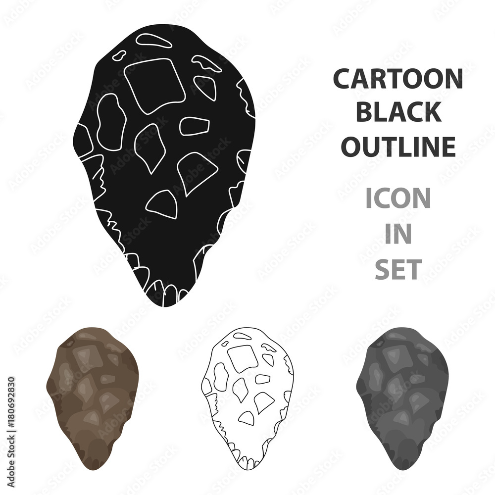 Stone tool icon in cartoon style isolated on white background. Stone ...