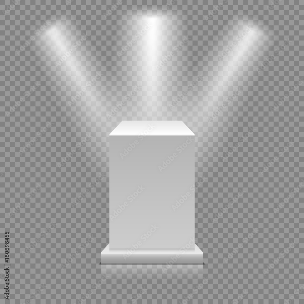White empty podium isolated on transparent background. Museum pedestal ...