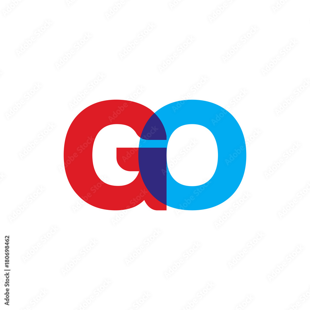 Initial letter GO, overlapping transparent uppercase logo, modern red ...