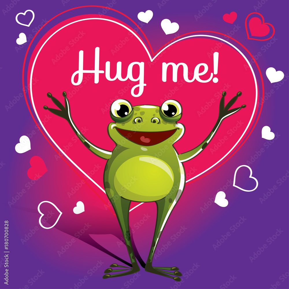Cartoon frog ready for a hugging Stock Vector | Adobe Stock