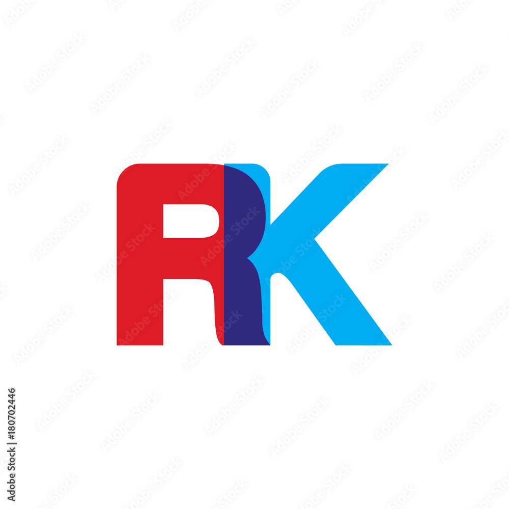 Initial letter RK, overlapping transparent uppercase logo, modern red ...