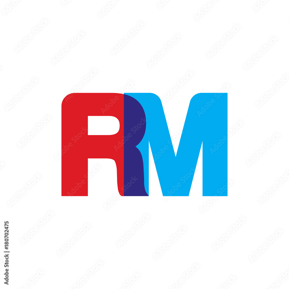Initial letter RM, overlapping transparent uppercase logo, modern red ...