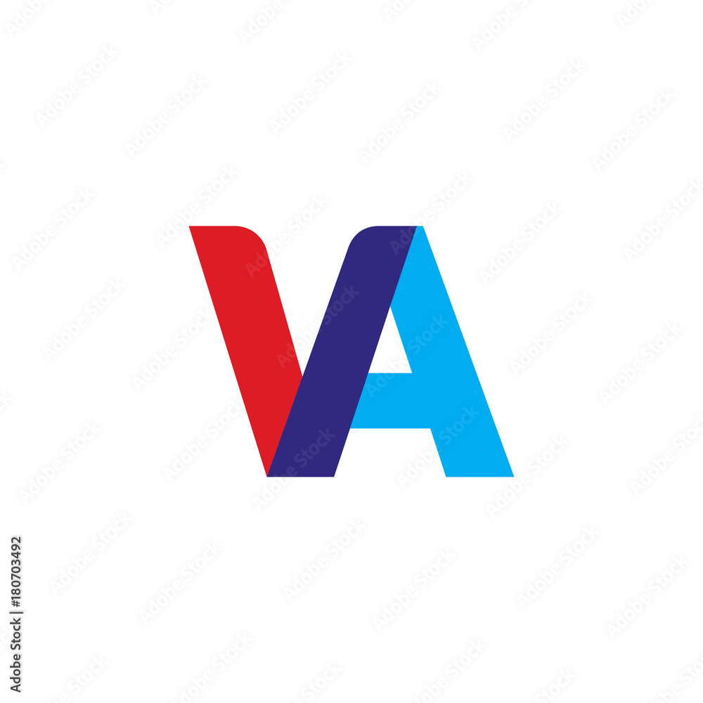 Initial letter VA, overlapping transparent uppercase logo, modern red ...