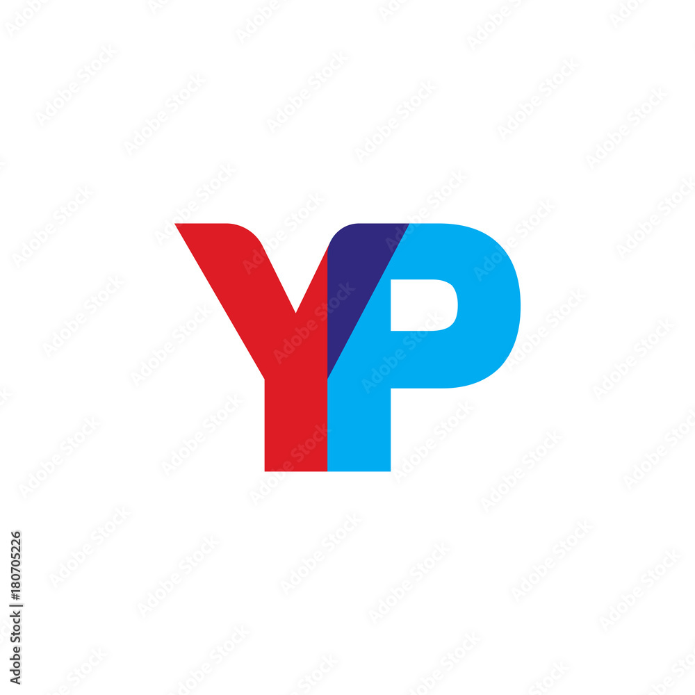 Initial letter YP, overlapping transparent uppercase logo, modern red ...