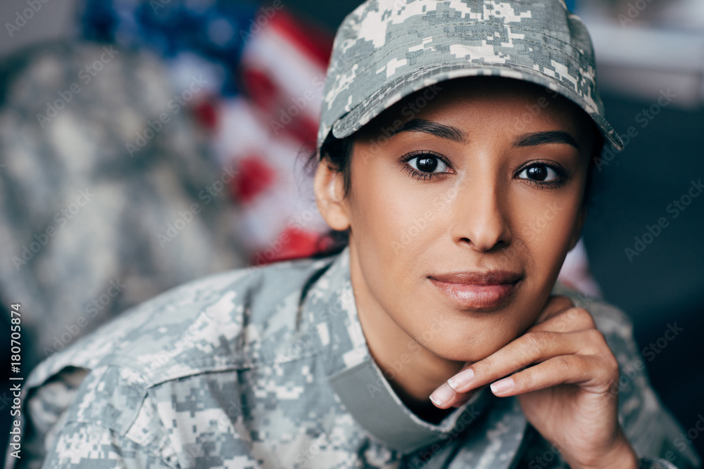 female soldier in military uniform Stock Photo | Adobe Stock