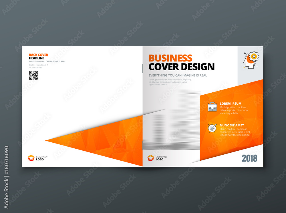 Square Brochure design. Orange Corporate business template for ...
