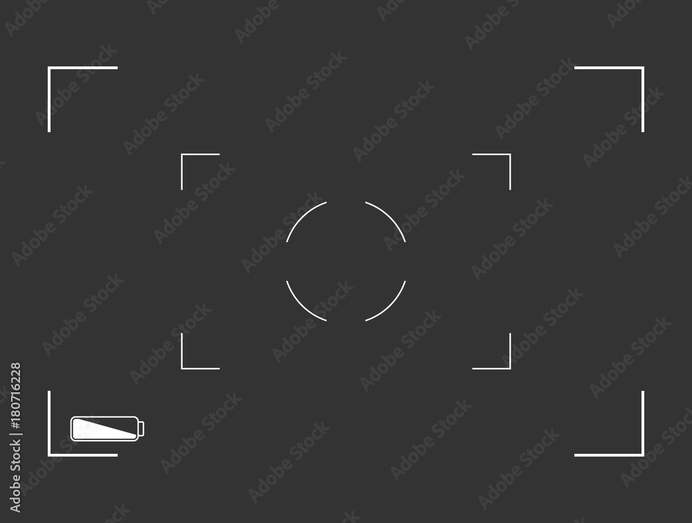White and black viewfinder camera recording. Modern camera focusing ...