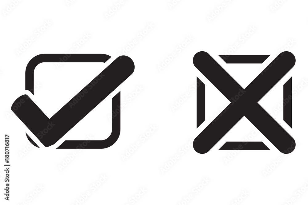 Check Mark Wrong Mark Black Icon Stock Vector | Adobe Stock