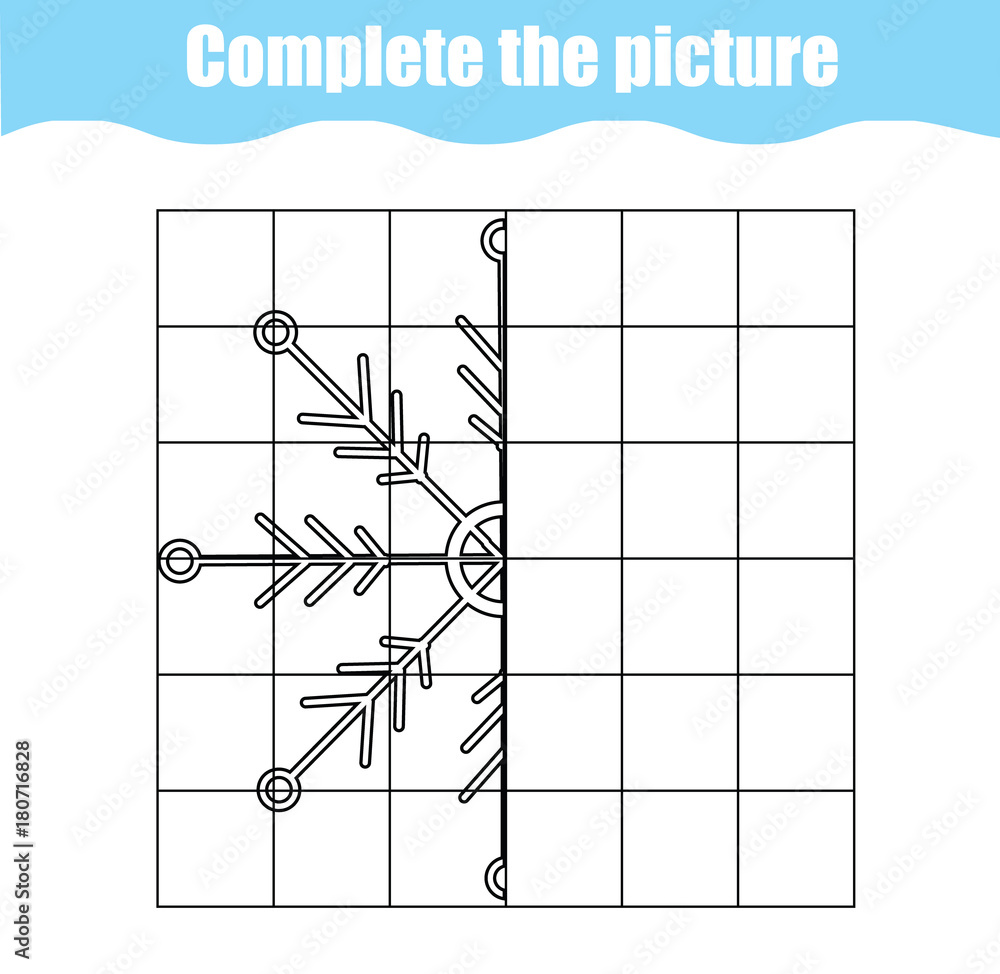 Complete the picture children educational game, coloring page. Kids ...