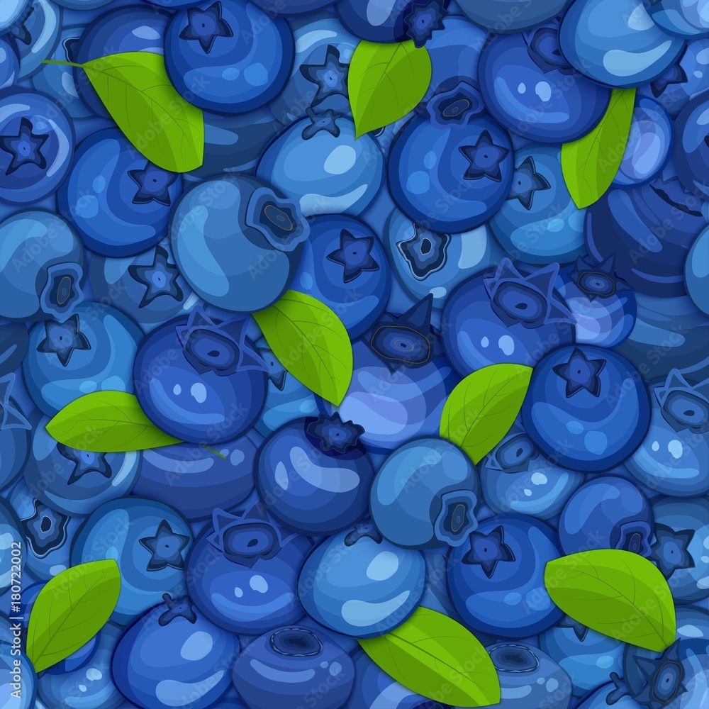 Ripe juicy blueberry seamless background. Vector card illustration ...